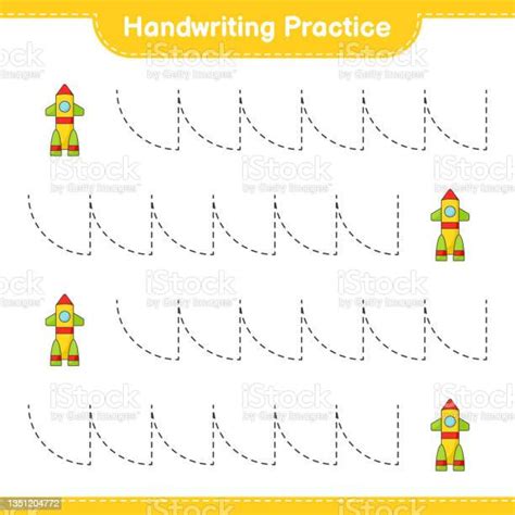 필기 연습 로켓의 라인을 추적합니다 교육 어린이 게임 인쇄 워크 시트 벡터 일러스트레이션 0명에 대한 스톡 벡터 아트 및 기타