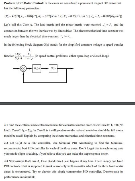 Solved Problem DC Motor Control In The Exam We Chegg