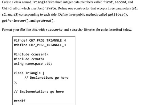 Solved Create A Class Named Triangle With Three Integer Data