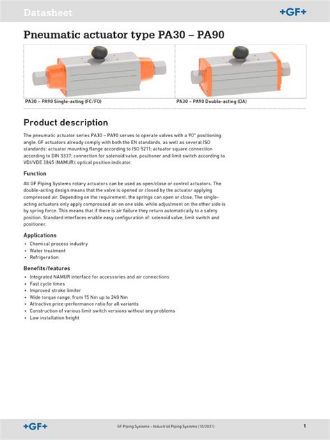 DATASHEET GF PA30-90-actuator-en | PDF
