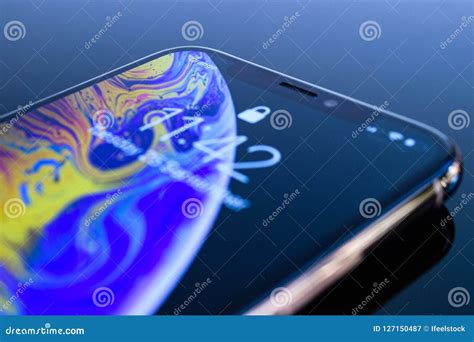 Apple IPhone Xs Max Gold Silver Smartphone Lock Screen Editorial Photography Image Of Mobile