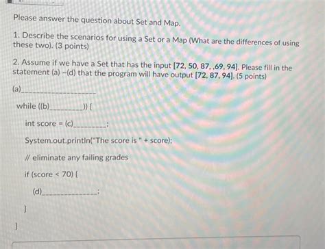 Solved Please Answer The Question About Set And Map Chegg Com