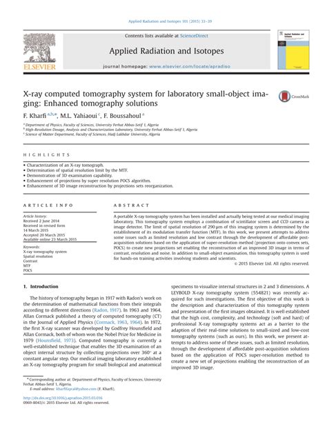 Full Article X Ray Computed Tomography System For Laboratory Small Object Imaging Enhanced