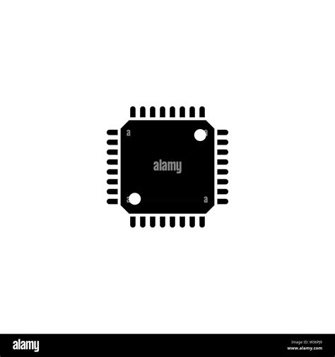Cpu Flat Vector Icon Simple Black Symbol On White Background Stock