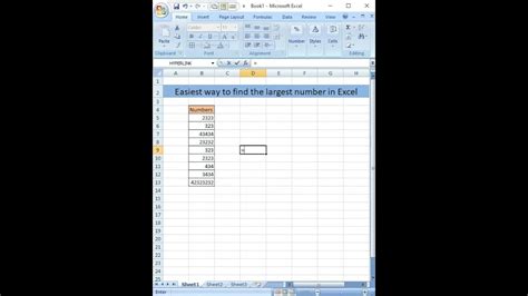 Easiest Way To Find Largest Number In Excel Shorts Viral Exceltech