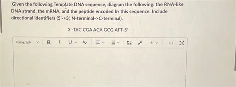Solved Given The Following Template DNA Sequence Diagram Chegg