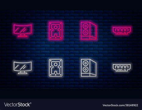 Set Line Hard Disk Drive Hdd Case Computer Vector Image