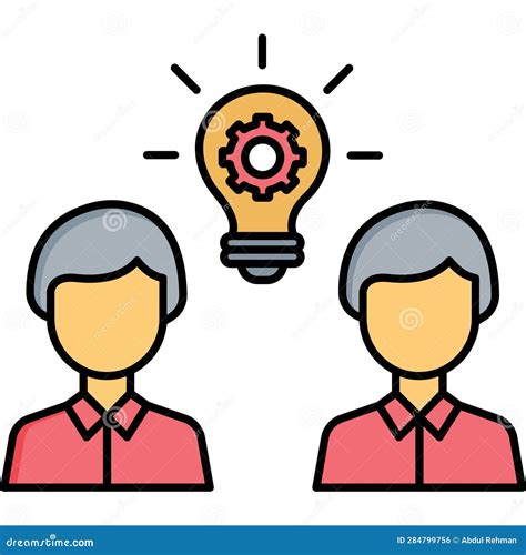 Collaborative Idea Outline With Colours Fill Vector Icon That Can Easily Edit Or Modify Stock