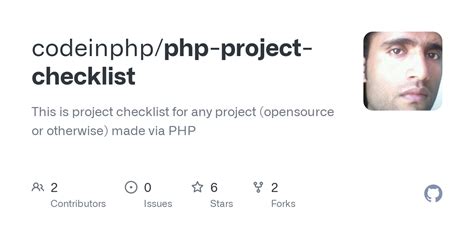 GitHub Codeinphp Php Project Checklist This Is Project Checklist For Any Project Opensource