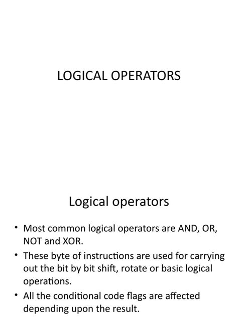 logical operators pdf control flow central processing unit