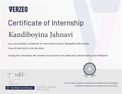 Jahnavi Kandiboyina On Linkedin Mongodb Nodejs Verzeo