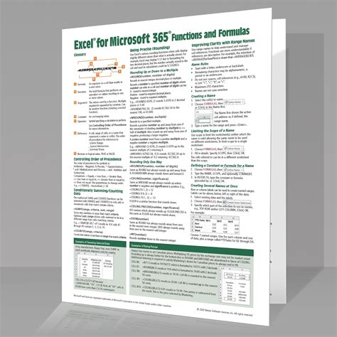 Excel For Office 365 Functions Formulas Quick Reference Training Guide Beezix