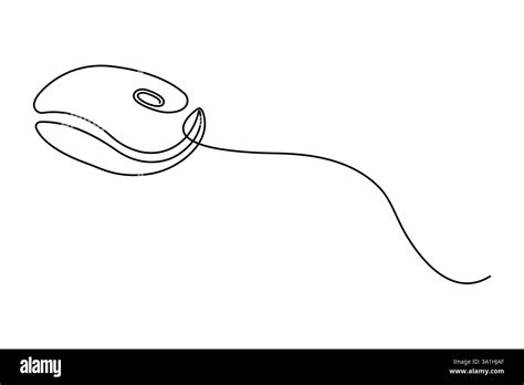 Drawn Continuous One Line Art Of Computer Mouse Design Vector Illustration Stock Vector Image