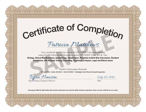Hivaids Training Certificate At Marilyn Millender Blog