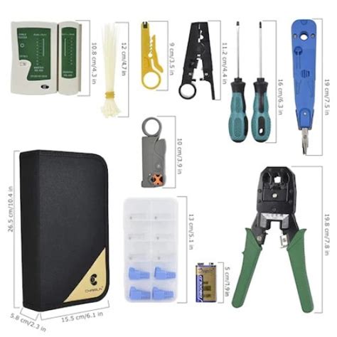 Комплект за тестване на мрежови кабели Utp тестер 13 в 1 с клещи за кримпване перфоратор нож