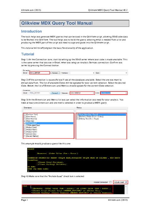 qlikview mdx query tool manual page 1 xthview 2013 qlikview mdx