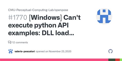 Windows Can T Execute Python Api Examples Dll Load Failed While Importing Pyopenpose Issue