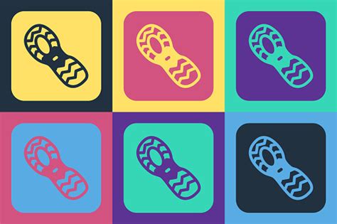 팝 아트 휴먼 풋프린트 슈즈 아이콘은 컬러 배경에 고립되어 있습니다 신발 밑창 벡터 0명에 대한 스톡 벡터 아트 및 기타 이미지 0명 건강관리와 의술 걷기 Istock