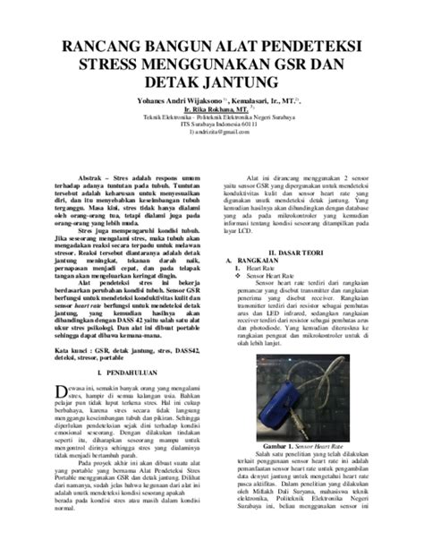 Pdf Rancang Bangun Alat Pendeteksi Stress Portable Menggunakan Sensor