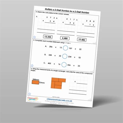 year 5 multiply a 2 digit number by a 2 digit number homework resource