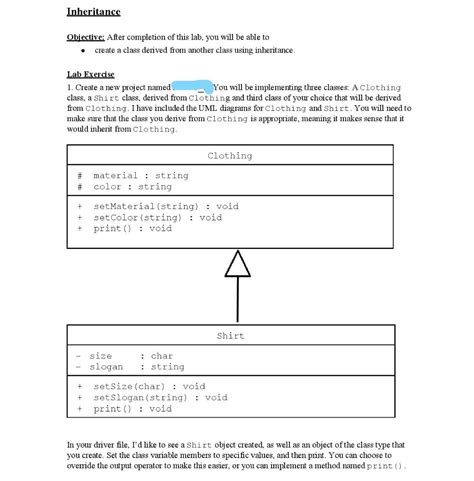 Solved Inheritance Obiective After Completion Of This Lab Chegg