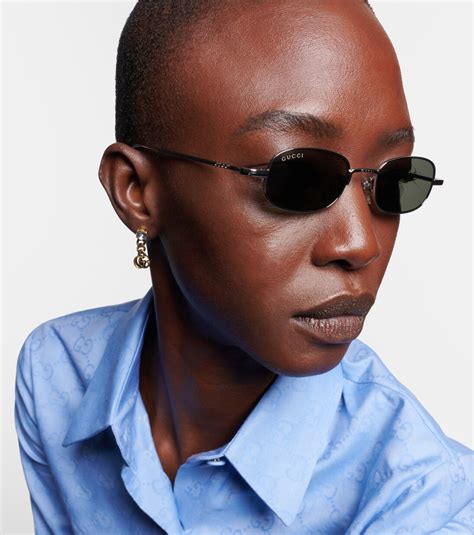 Rectangular Sunglasses In Silver Gucci Mytheresa