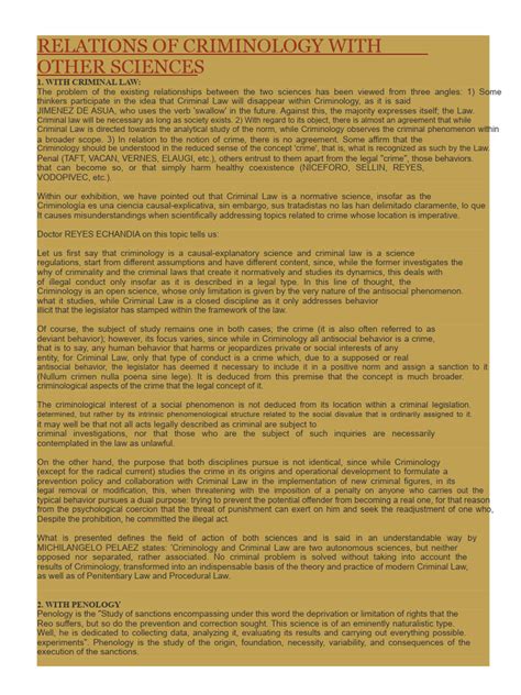 Criminologys Interdisciplinary Connections Pdf Crime And Violence