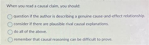 Solved When You Read A Causal Claim You Should Question If