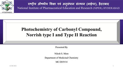 Photochemistry Of Carbonyl Compound Norrish Type I And Type Ii