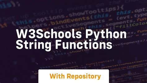 W3schools Python String Functions Youtube