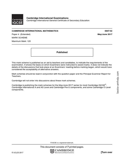 Math Igcse Mark Scheme Pdf Mathematics