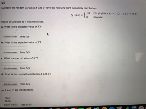 solved q5 suppose the random variables x and y have the