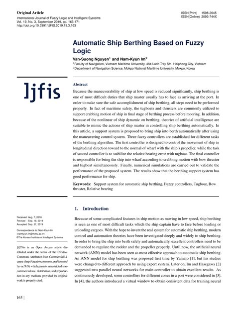 Pdf Automatic Ship Berthing Based On Fuzzy Logic