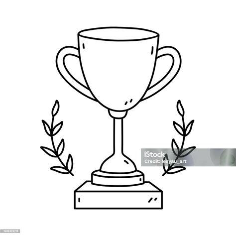 위너스 컵은 흰색 배경에 분리되어 있다 챔피언 상 낙서 스타일의 벡터 손으로 그린 그림입니다 카드 로고 장식 다양한 디자인에
