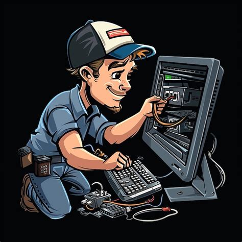 Premium Photo Cartoon Computer Technician