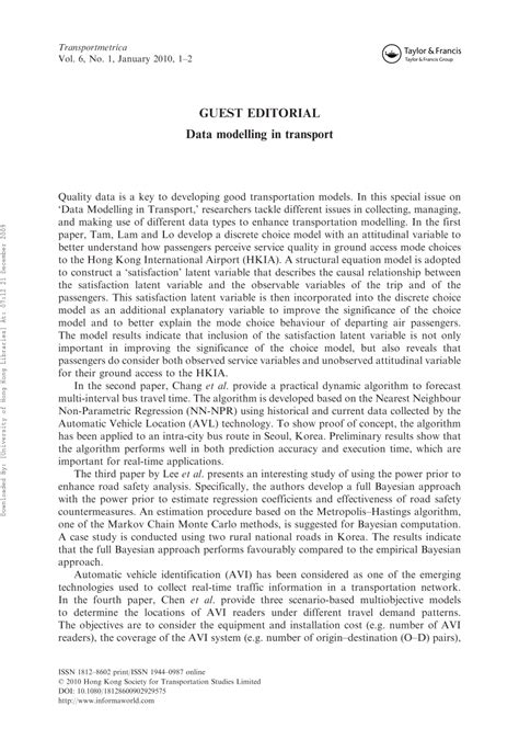 Pdf Data Modelling In Transport