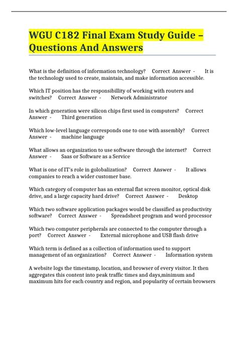 PACKAGE WGU C EXAMS INTRODUCTION TO IT Stuvia US