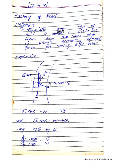 Banking Of Road With Explanation Lecture Notes Physics Docsity