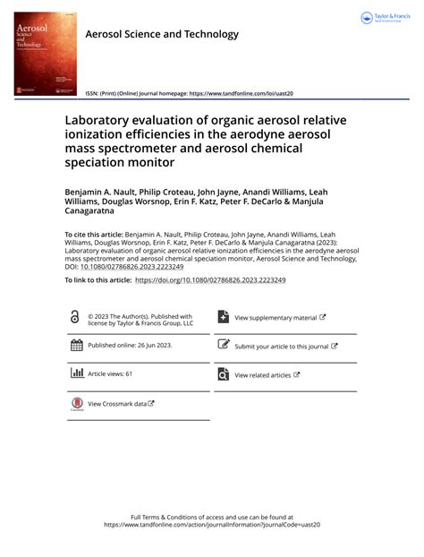 Pdf Laboratory Evaluation Of Organic Aerosol Relative Ionization