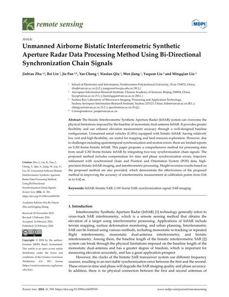 Pdf Unmanned Airborne Bistatic Interferometric Synthetic Aperture