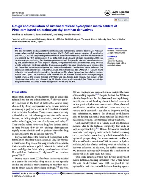 Pdf Design And Evaluation Of Sustained Release Hydrophilic Matrix Tablets Of Piroxicam Based