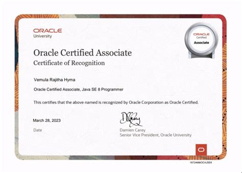 Vemula Rajitha Hyma On Linkedin Java Se 8 Programmer Ocja Oracle