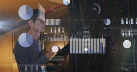 Animation Of Data Processing Over Asian Male It Engineer By Computer Servers Stock Footage