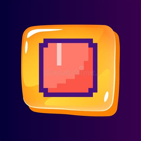 Full Stop Glossy Ui Button With Pixelated Color Icon Stock Vector