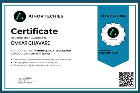Completed A 30 Day Python Bootcamp With Ai For Techies Omkar Chavare Posted On The Topic