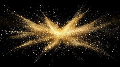 Golden Particles Explode Outward in a Dazzling Display on a Black ...