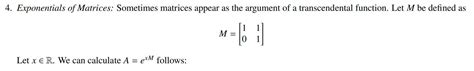 Solved 4 Exponentials Of Matrices Sometimes Matrices