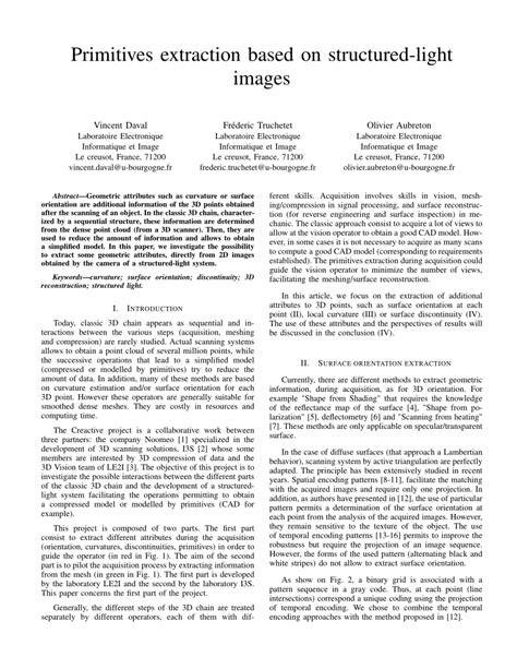 Pdf Primitives Extraction Based On Structured Light Images
