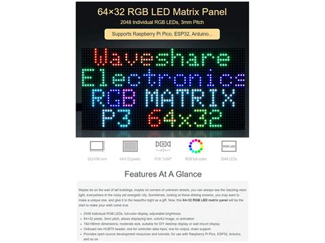 LED Matrix 64x32 3mm RGB Color Panel 99Tech