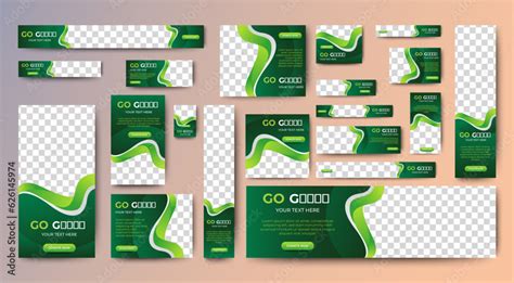 Nature Banner Design Web Template Set Horizontal Header Web Banner Modern Gradient Green Cover